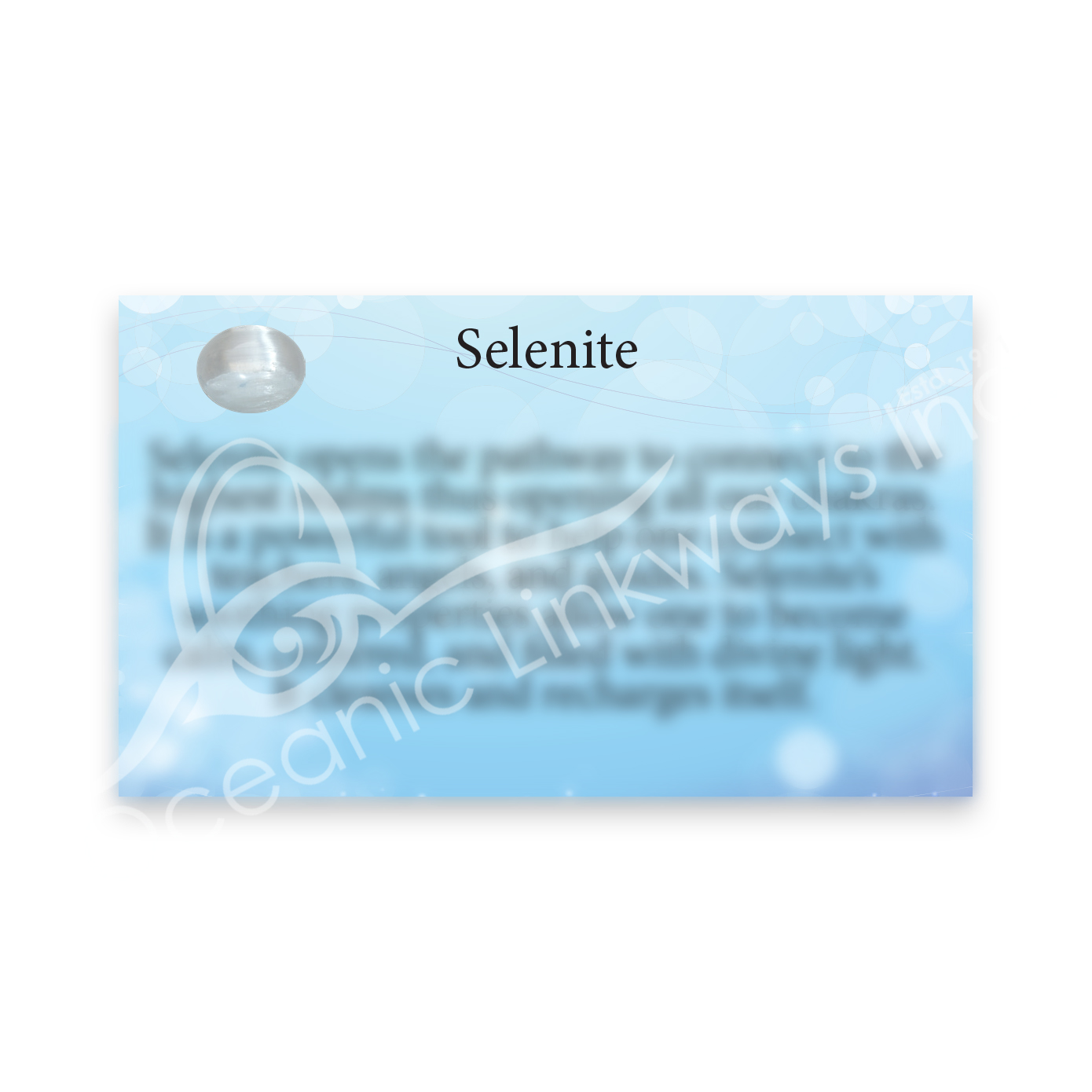 Marketing Card Eng/Span 2x3"- Selenite (PK 50) | Oceanic Linkways Inc ...