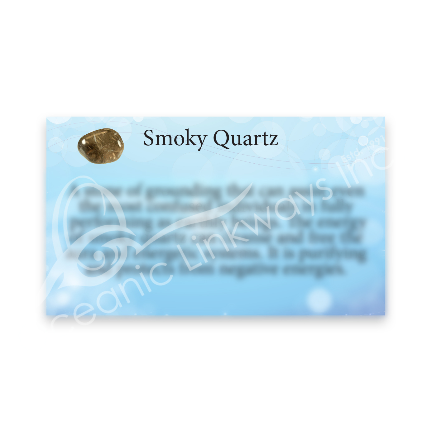 Marketing Card Eng/Span 2x3"- Smoky Quartz (PK 50) | Oceanic Linkways ...